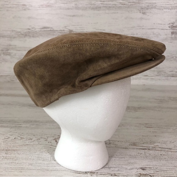 Vintage | Accessories | Vintage Suede Leather Newsboy Scally Cap Hat ...